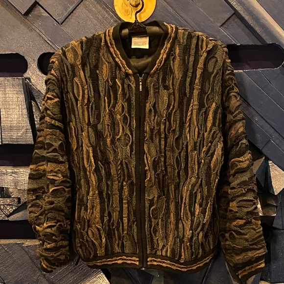 COOGI | Jackets & Coats | Vintage 9s Coogi Blackgreen And Brown Bomber ...
